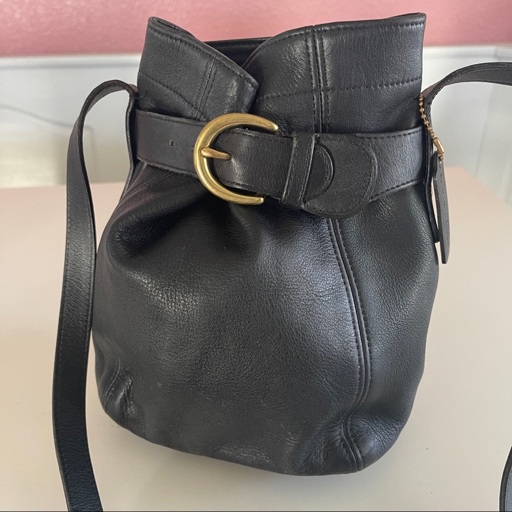 Vintage Coach Duffle Bag Black Belted Made In Usa - Gem